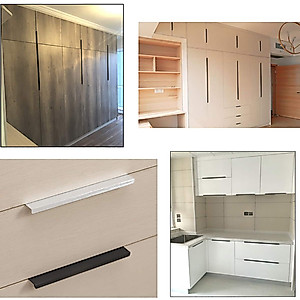 LC LICTOP Modern Style Finger Edge Tab Pull Handle Door Knobs Drawer Pulls Aluminum Matte (2Pcs) (150mm/5.91", Silver)