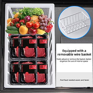 Geekman Chest Freezer 3.5 Cubic Feet Capacity with Removable Basket, Defrost Water Drain, 6 Level Adjustable Temperature, Energy Saving, and Top-Open Door for home, bar, office (Black)