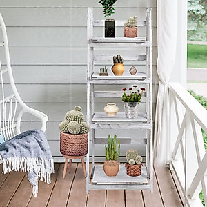 ECOMEX 4 Tier Foldable Bookshelf Storage Rack for Home Bedroom Office, Paint White