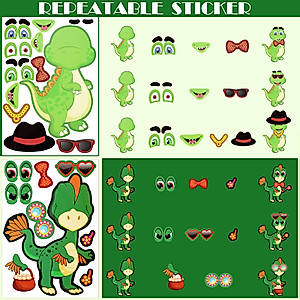 36 Sheets Make a Dinosaur Stickers Dinosaur Party Favors Make Your Own Dinosaur Sticker Cute Make a Face Dinosaur Stickers for Kids DIY Project Dinosaur Theme Birthday Party Favor (Cute Dinosaur)