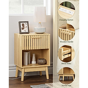 Aobafuir Wood Nightstand, Night Stand for Bedroom, Bedside Table with Drawers, Farmhouse End Table with Storage for Living Room (Retro)