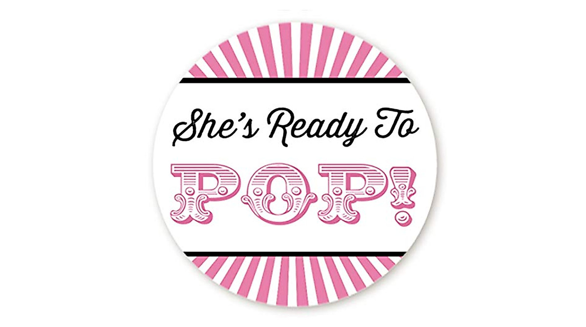 Pink Baby Shower Stickers | Ready to Pop 36 Matte Labels (2 Inches)