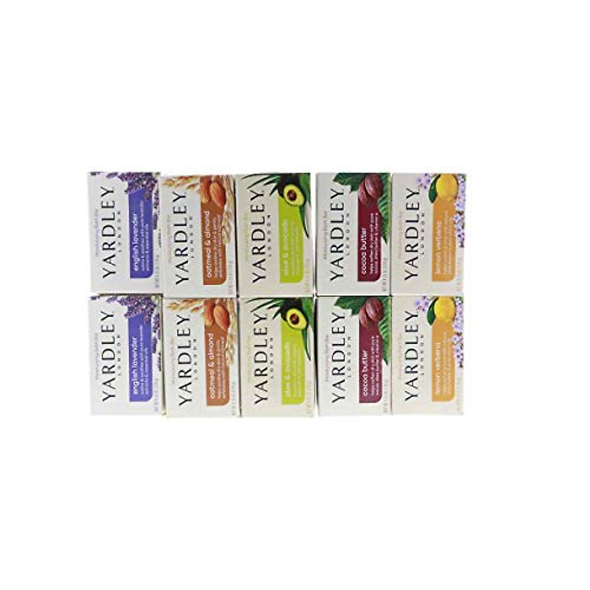 Yardley London Soap Bath Bar Bundle - 10 Bars: English Lavender, Oatmeal and Almond, Aloe and Avocado, Cocoa Butter, Lemon Verbena 4 Ounce Bars (Pack of 10, Two of each)