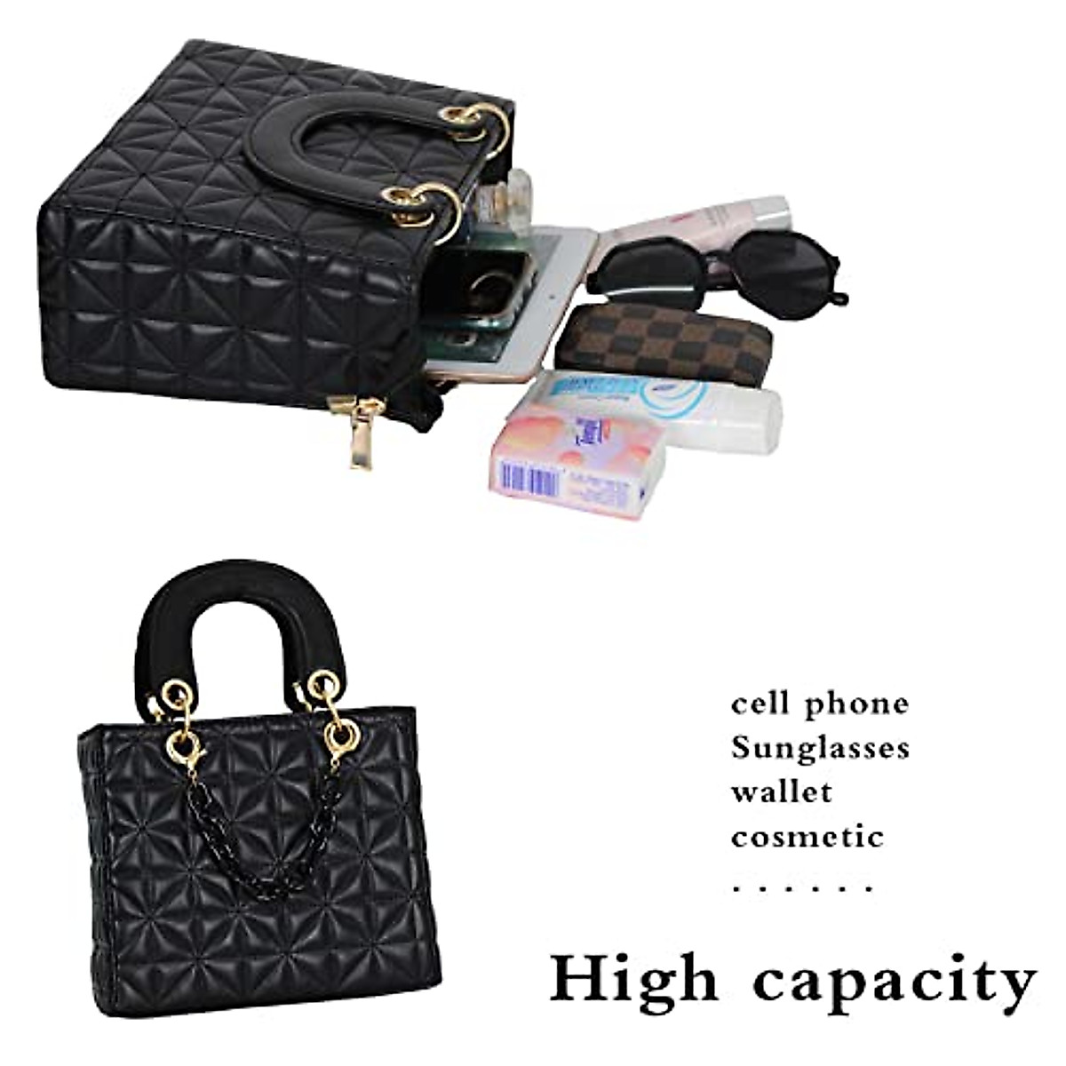 AyTotoro Purses and Handbags for Women Fashion Ladies PU Leather Top Handle Satchel Shoulder Tote Quilted Crossbody Bags (big black)