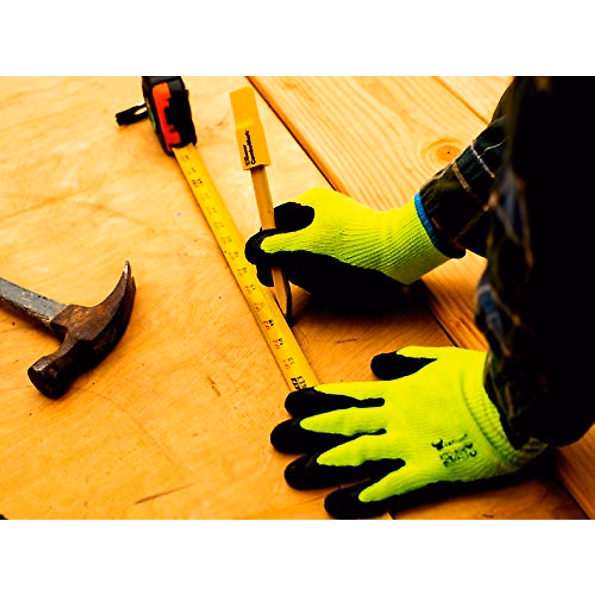 G & F 1516 6 Pairs Pack Premium High Visibility Low emissions Green Work and gardening Gloves for Men and Women. MicroFoam Textured Coated Palm and Fingers Gloves for Gardening Work, X-Large, Green