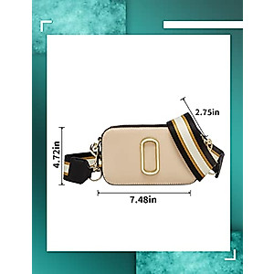 Iswohjzzz Designer Crossbody Bag Purse Women Snapshot Mini Leather Crossbody Bag Wide Strap Shoulder Handbag Camera Clutch Khaki