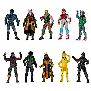 Fortnite The Chapter 1 Collection - Ten 4” Action Figures, Featuring Recruit (Jonesy), Black Knight, Rust Lord, The Visitor, Drift, DJ Yonder, Ice King (Gold), Peely, Rox, Eternal Voyager