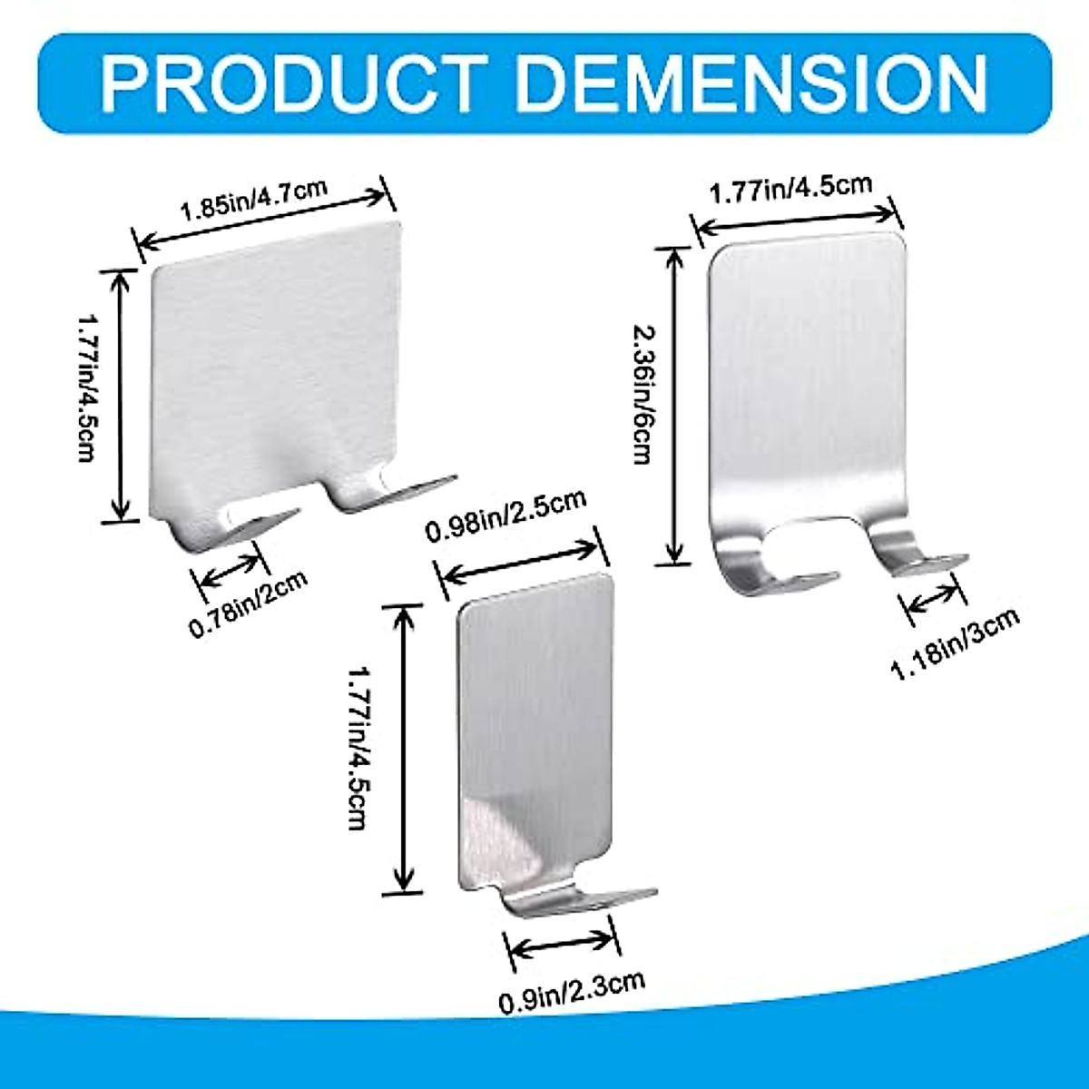 VENGABY 12 Pack Razor Holder for Shower, Shaver Hook Hanger Stand, Heavy Duty Self Adhesive Hooks, Stainless Steel Utility Towel Hook Bathroom Kitchen Organizer for Robe Towel Bathrobe Coat