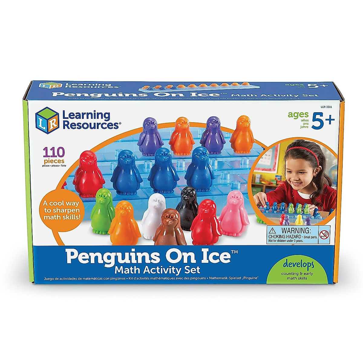 Learning Resources Penguins On Ice Math Activity Set, Homeschool, Early Math Skills, 110 Pieces, Ages 5+