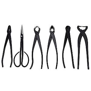 Bonsai Tool Kit, 6 Piece Bonsai Tree Scissors Shear Tool Set with Storage Bag, Garden Plant Hand Tools for Trimming Cutting