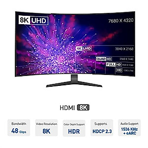 Cable Matters Premium Braided 48Gbps Ultra HD 8K HDMI Cable 6.6 ft / 2m with 8K @120Hz, 4K @240Hz and HDR Support for PS5, Xbox Series X/S, RTX3080 / 3090, RX 6800/6900, Apple TV and More in Black