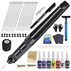 HAWINK Hand Tattoo Poke Stick Kit DIY Tattoo Tool Kit with 7 Ink 20 PCS Needles Aluminum Alloy Pen GK-HW801TN01-1