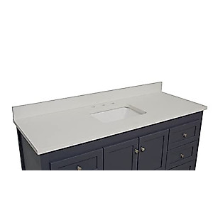 Kitchen Bath Collection Abbey 60-inch Single Bathroom Vanity (Quartz/Marine Gray): Includes Marine Gray Cabinet with Stunning Quartz Countertop and White Ceramic Sink