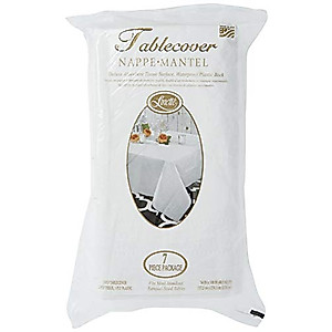 Linette 3 Ply Table Cover (7 Piece Package 54" X 108"), 7 Count (Pack of 1), White