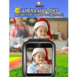 Jwatch Kids Smart Watch Phone Sos with 10 Stories 24 Puzzle Games Pedometer Boys Girls Gift for Birthday Christmas （Black）