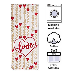 fillURbasket Valentines Day Kitchen Towels Set Hearts Dish Towels Love Flour Sack Towels Set of 4 15”x25” Cotton (Love Sayings Kitchen Towels)