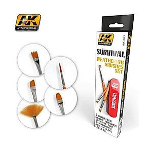 AKI663 AK Interactive - Survival Weathering Brushes Set