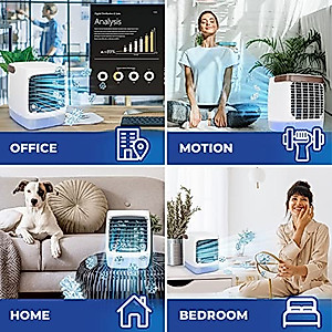 ChillWell 2.0 Evaporative Air Cooler for Room - 4-Speed Mini Portable Swamp Coolers with Humidifier | Indoor Personal Cooling Unit for Bedroom, Home Office, and Camping | USB-Rechargeable, Easy Setup