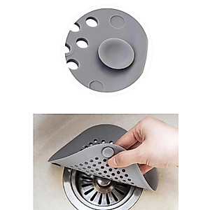 Hufopik Hair Catcher,Square Hair Drain Cover for Shower Silicone Hair Stopper with Suction Cup,Easy to Install Suit for Bathroom,Bathtub,Kitchen 2 Pack (Grey)