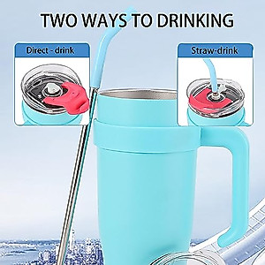 MINGHYZYA 40oz Tumbler With Handle and Straw Lid, Stainless Steel Insulated Cups Reuseable Water Bottle Travel Cups Triple Wall Vacuum Tumbler Keep Hot and Cold (Gradient Yellow)…