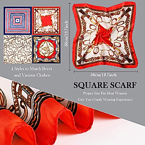 Geyoga Women Beret Hat Winter Wool Beret Hat French Beanie Beret Solid Color Beret with Skily Scarf(Black, Red, Beige, Wine Red)