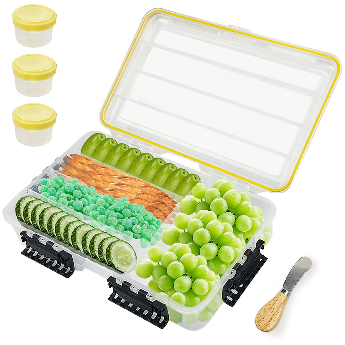 Zansens Travel Charcuterie Board with Lid,Snackle Box Container,Tackle Box for Snacks,Removable Dividers,Snacklebox,Keep Snacks Dry and Fresh,For Beaches, Picnics, Parties Organizer for Refrigerator