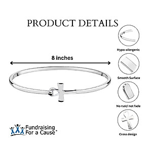 Religious Elegant Cross/Crucifix Bangle Bracelet – Bracelets with Silver Cross for Religious Groups, Faith Based, Gift-Giving/Confirmation Gift and Church Fundraising Item - 1 Bracelet