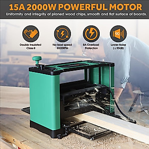 （Updated Model）Kayrain 13IN Power Benchtop Planer with HSS Double-sided Use Blades Electric Thickness Planer 15A 2000W Powerful Motor Wood Planers for Woodworking