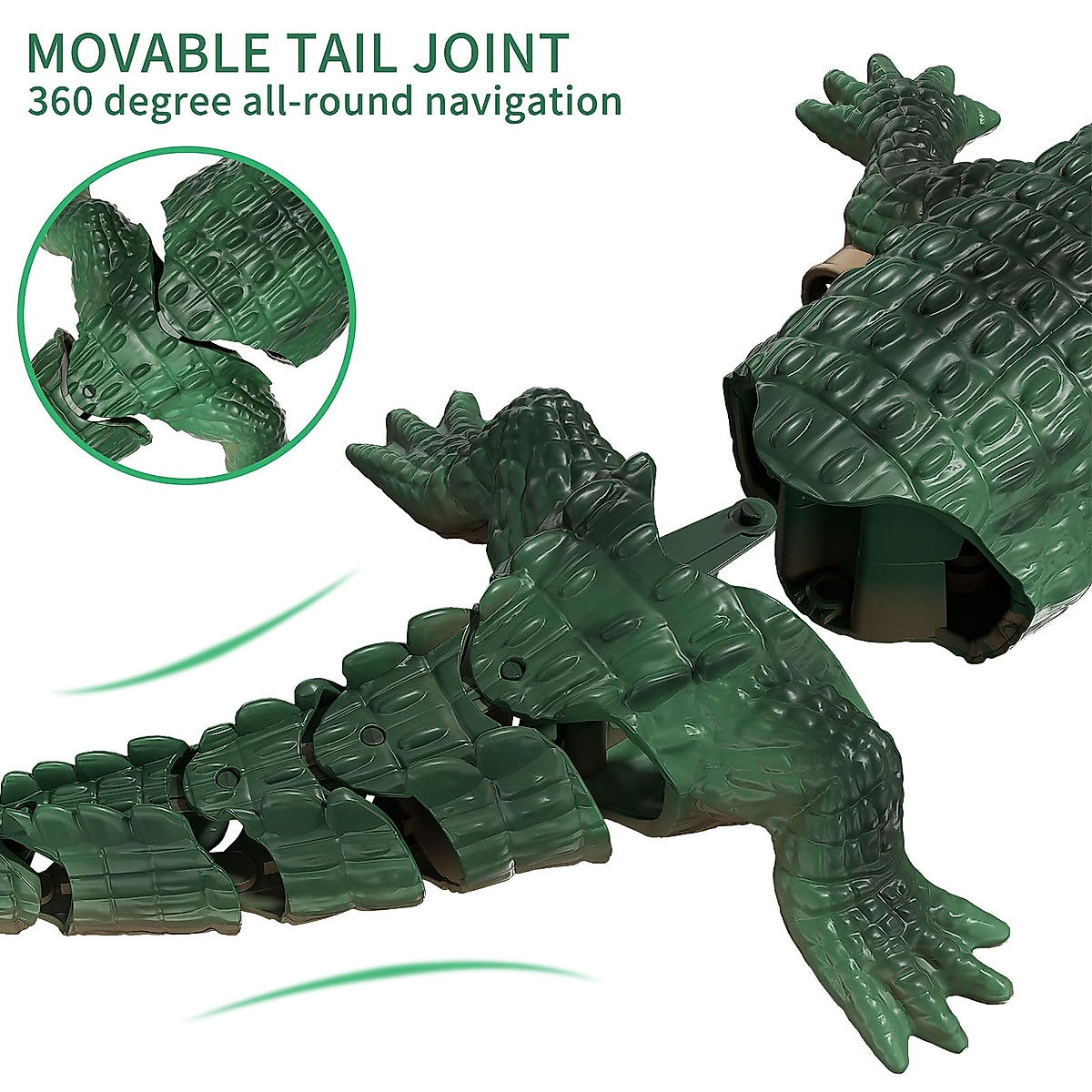 TEMI Remote Control Crocodile, High Simulation Scale Prank Alligator with Glowing Eyes, for Pool Bathroom RC Boat for 6+ Boys Girls Birthday Halloween Christmas Toys