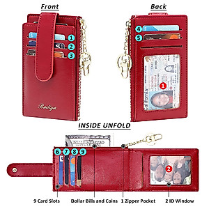 Badiya RFID Card Holder Small Wallets for Women Bifold Zipper Slim wallet Card Case Money Organizers
