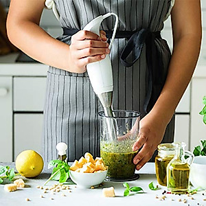 Classic Cuisine Immersion Blender-4-In-1 6 Speed Hand Mixer Set Whisk, Food Processor Cup, 32oz. Beaker, For Soup, Milkshakes, Salsa, Black