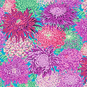 Kaffe Fassett Collective February 2022 Japanese Chrysanthemum Magenta, Fabric by The Yard