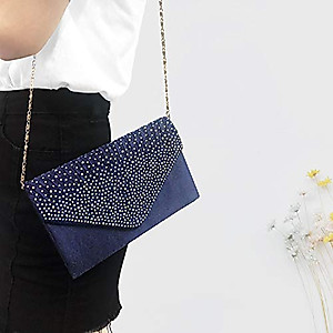 Groupcow New Ladies Evening Handbags Bridal Wedding Bag Handbag (Navy Blue)