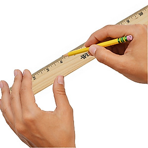 Westcott Wood 12" School Ruler Scaled in 1/16" (103810), Assorted Colors, Letter (10381)