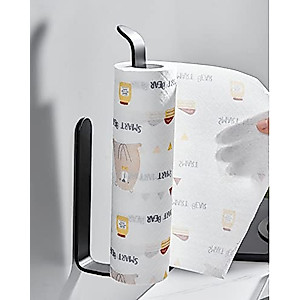 CHAUNCEY HOME Adhesive Paper Towel Holder Under Cabinet Countertop, 1 Pack, Matte Black, Self-Adhesive Hanging Paper Towels Rolls Holder for Bathroom Kitchen Essentials