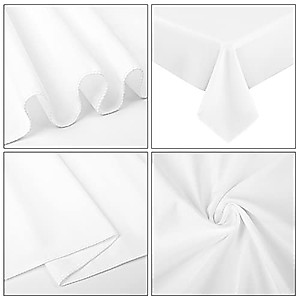 10 Pack Polyester Tablecloth, 60 x 102 Inch White Polyester Table Cloth for 6 Feet Rectangle Tables, Stain and Wrinkle Resistant Washable Table Cover for Kitchen Wedding Banquet Restaurant Party