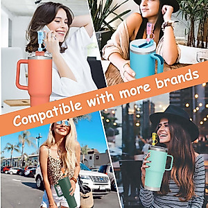 AIERSA 10Pcs Straw Cover Cap for Stanley Cup, Silicone Straw Topper Compatible with Stanley 30&40 Oz Tumbler with Handle