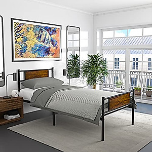 Weehom Twin Bed Frame with Headboard, 12.7 Inch Metal Platform Bed Frames No Box Spring Needed, Black Single Bed Heavy Duty Steel Slat Support,Easy Assembly