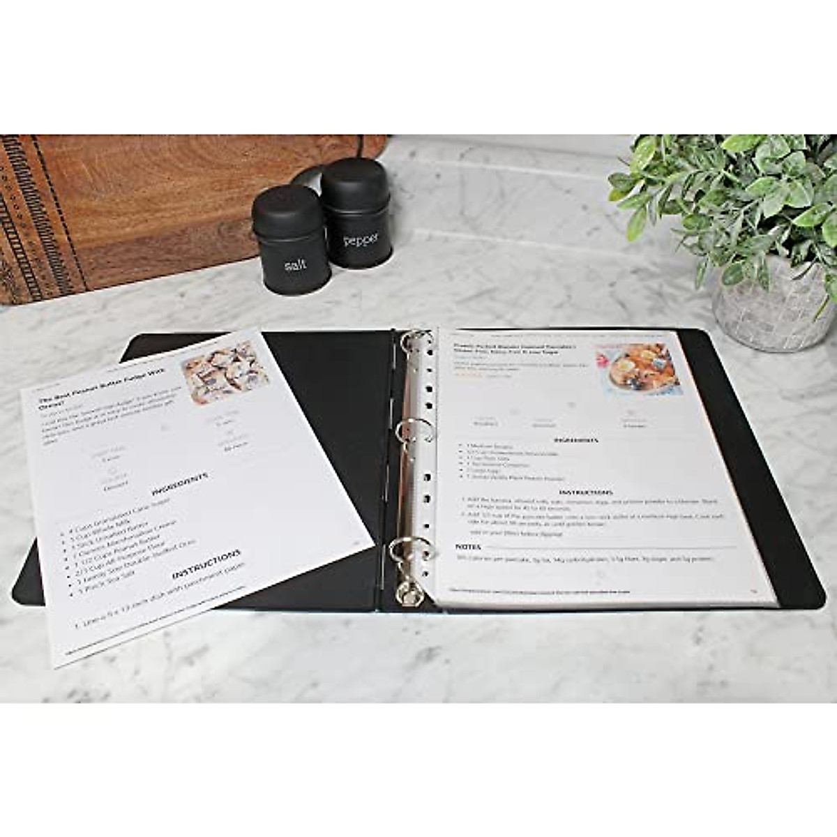 AuldHome Farmhouse Cookbook Recipe Binder (Black); Rustic Enamelware Style Metal 3-Ring Binder for Family Recipes, Custom Cookbooks and More