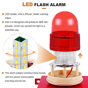 Saladulce Alarm Siren Strobe Light 120dB Industrial Sound Light Alarm Outdoor Waterproof Siren Strobe Alarmfor Home Security AC110V Tone Volume Adjustable