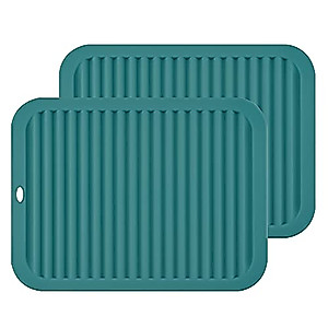 Smithcraft Silicone Trivets for Hot Dishes, Pots and Pans, Hot Pads for Kitchen Counter, Silicone Pot Holders Mats, Heat Resistant Mat for Quartz Countertops, Multi Use Silicone Trivet Mat Set 2 Teal