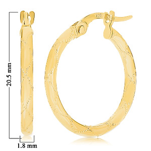 Italian 14k Yellow Gold Polished Twisted Snare Design Thin Hollow Hoop Earrings