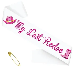 Hot Pink My Last Rodeo Sash, White Funny Bride to be Sash for Let’s Go Girls Western Cowgirl Bridal Shower Bachelorette Party Decorations Accessory Favors, Nashville Bride Sash(White+Hot Pink)