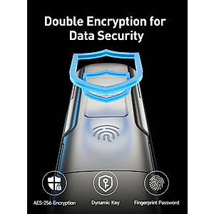 MOVE SPEED 1TB USB3.2 Solid State USB Flash Drive 520MB/s AES256 & Fingerprint Encryption Type C USB Gen 2 Thumb Drive