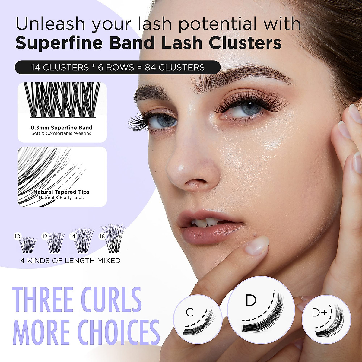 BEYELIAN Cluster Lashes D Curl 84 Pcs and Lash Bond and Remover Kit, Individual Lash Clusters Super Thin Band Lash Adhesive Super Strong Hold 48 Hours, Fast Removal Remover with No Residue