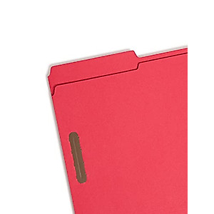 Smead Fastener File Folder, 2 Fasteners, Reinforced 1/3-Cut Tab, Legal Size, Red, 50 per Box (17740)