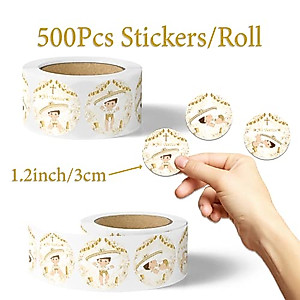 500Pcs Mi Bautizo Decor-Mi Bautizo Stickers Roll Thank You Label Stickers for Boy God Bless,Baptism Party Decoration Christening Supplies Gift Bags Box Envelope Seal Sticker