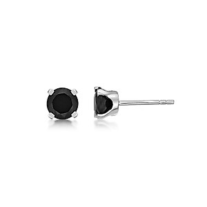 6 mm Black Onyx Round Solitaire Stud Earrings for Women I 925 Sterling Silver Earrings I Push Back Studs December Birthstone Jewelry by Lavari Jewelers