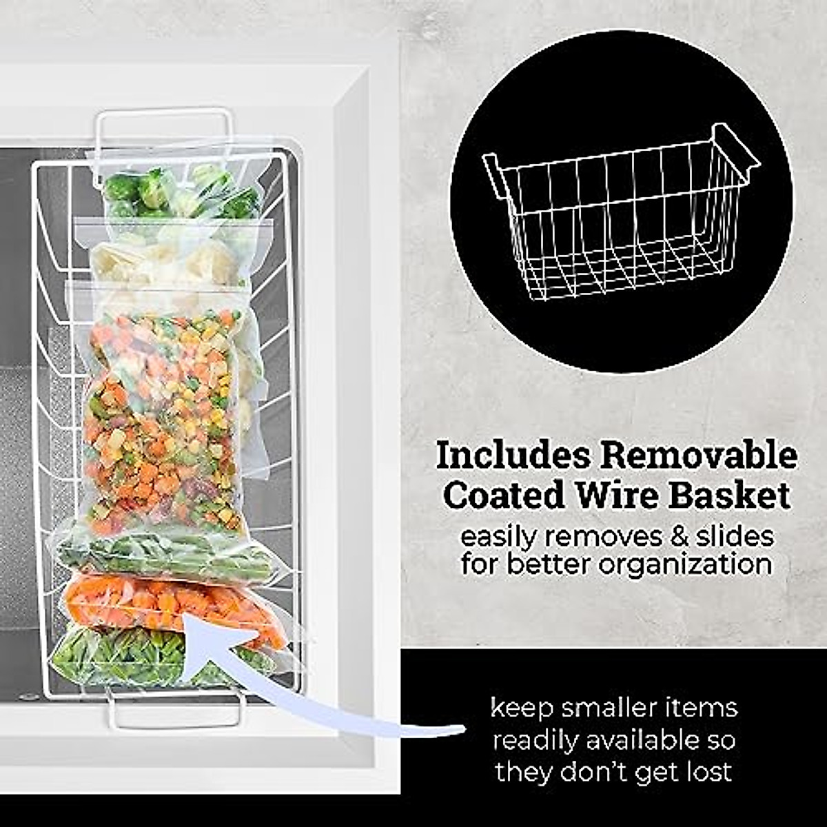 Igloo 3.5 Cu. Ft. Chest Freezer with Removable Basket and Front Defrost Water Drain,  Small Deep Freezer Perfect for Homes, Garages, and RVs, White