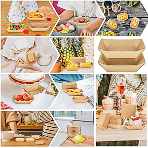 MotBach 150 Pack 1/4Lb Paper Food Boat Trays Disposable Small Paper Boats Plates Containers, 0.25Lb Mini Kraft Food Serving Boat Tray Baskets for Snack Fries Dessert Popcorn BBQ Sauce Tacos Nacho